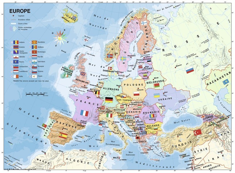 Ravensburger (12841) - "Map of Europe in French" - 200 piezas